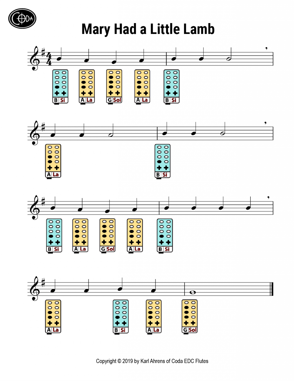 Mary Had a Little Lamb - Coda EDC Flutes